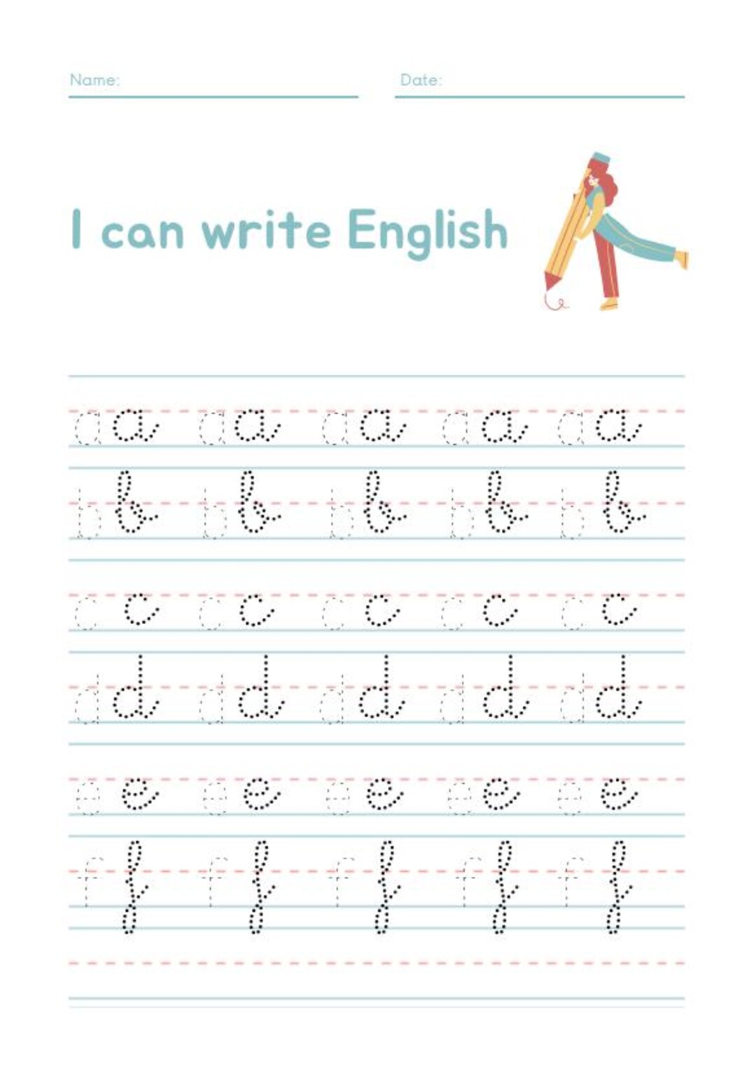 English Alphabet for Hand Writing - Etsy