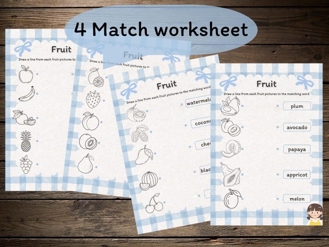 Fruit Matching Worksheet | English Vocabulary, Preschool Activity (PDF ...