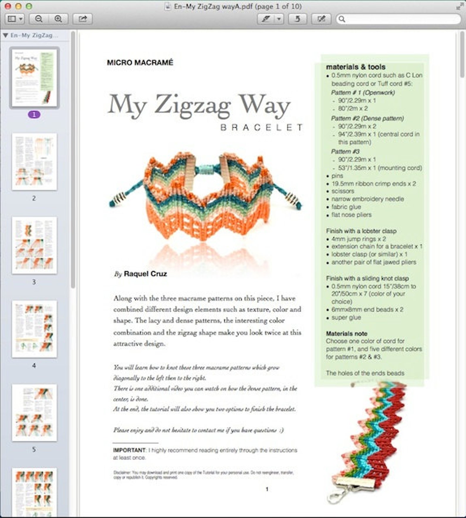 Zigzag Micromacrame Tutorial With VIDEO Esquema PDF Macrame - Etsy