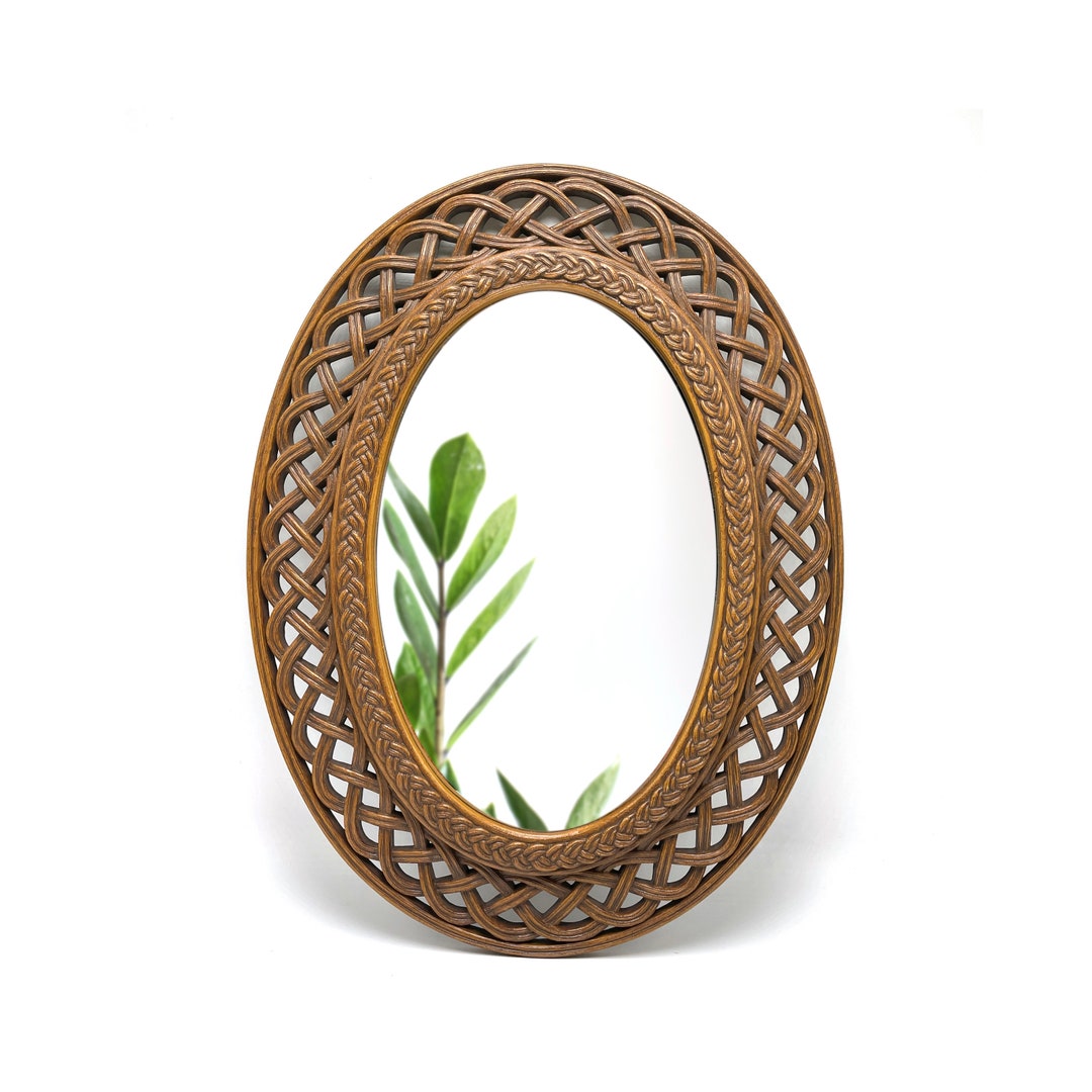 Vintage Homco Dart Ind. Wall Mirror Syroco Resin Framed Woven MCM Boho ...