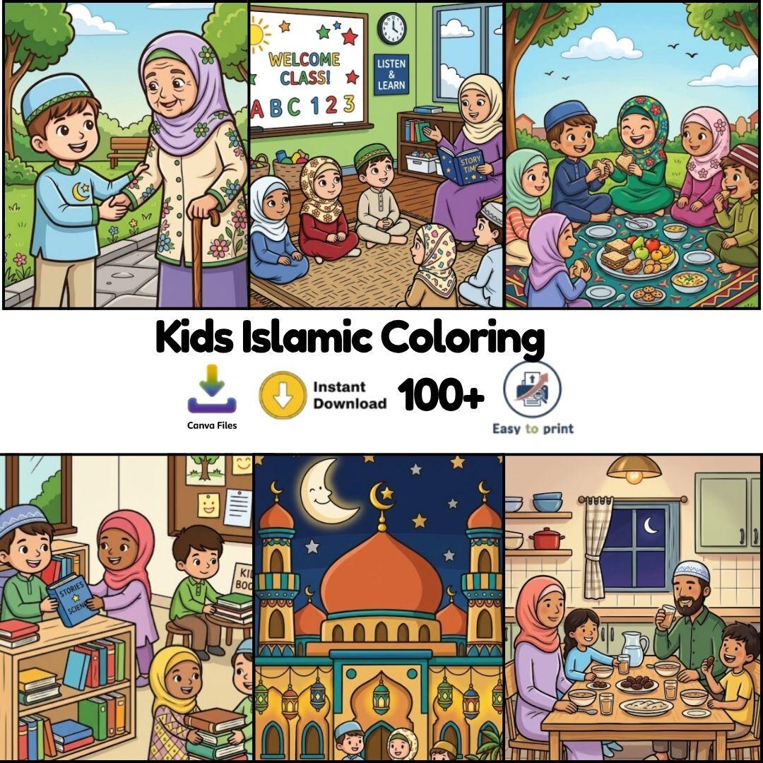 Cozy Islamic Kids Activities Coloring Book Bundle, 100+ Pages, Canva ...