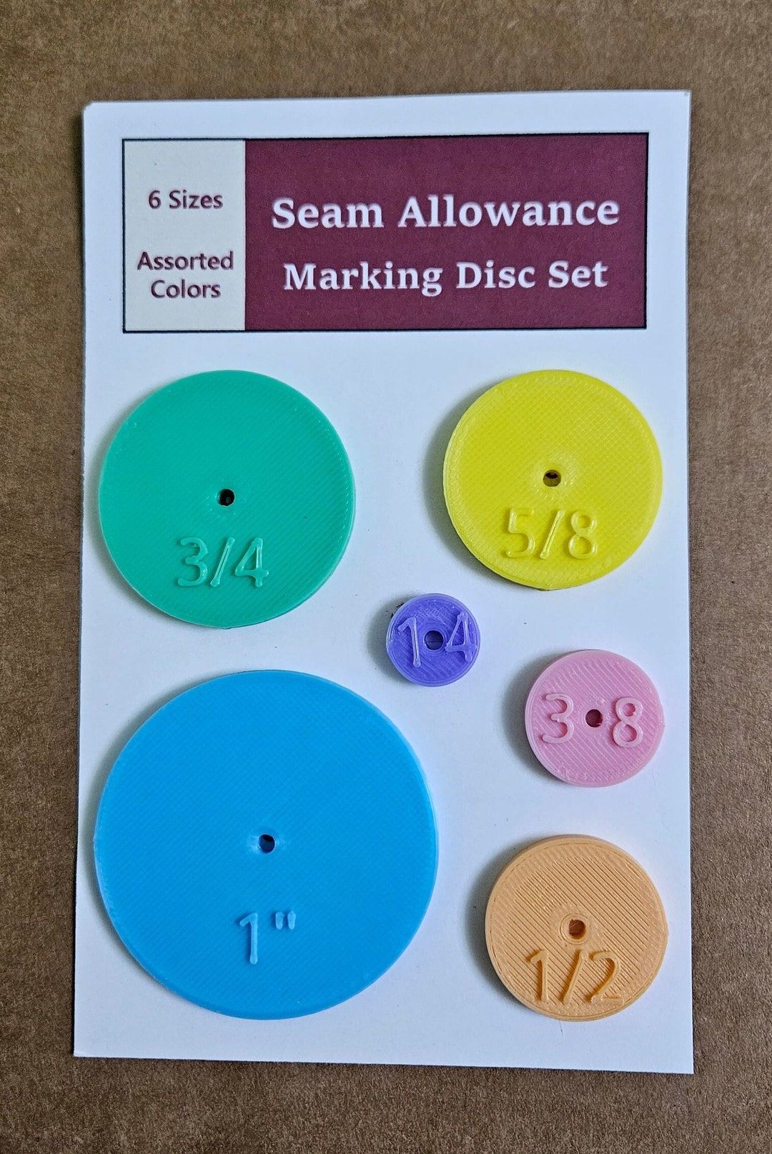 Pastel Multi Color Seam Allowance Disc Set 6 Sizes Included - Etsy