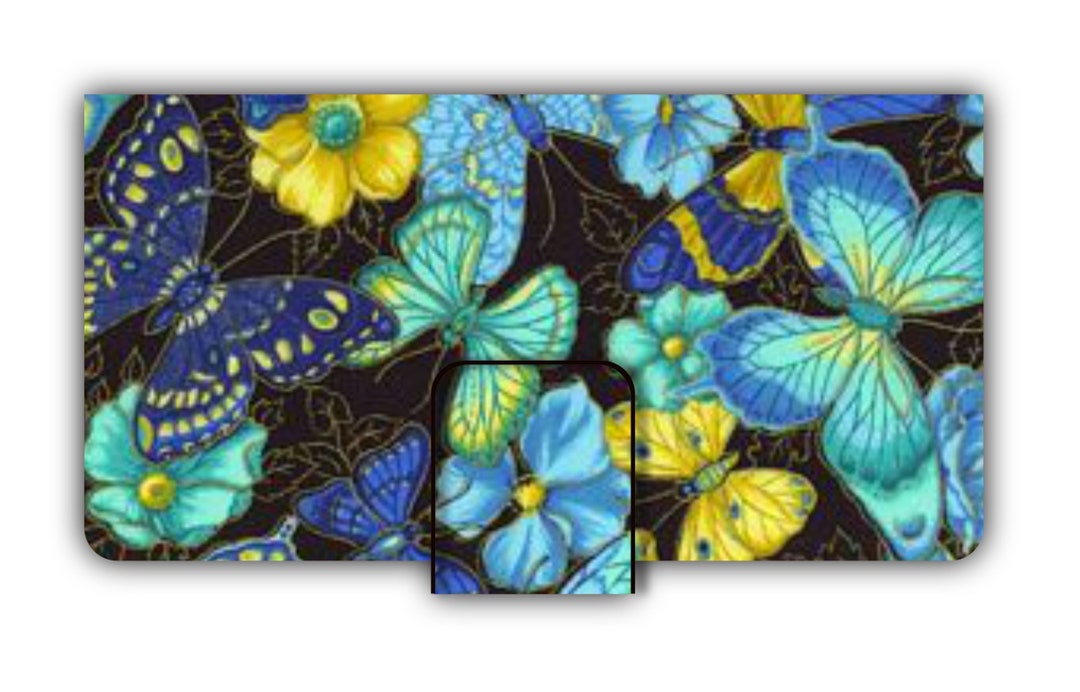 Checkbook Cover Blue Butterfly Fabric - Use for Checks, Currency ...