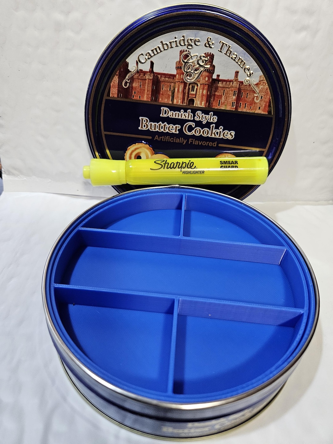 Small Cookie Tin Storage Box - Plastic Divided Tray AND 5" X 1.375 ...
