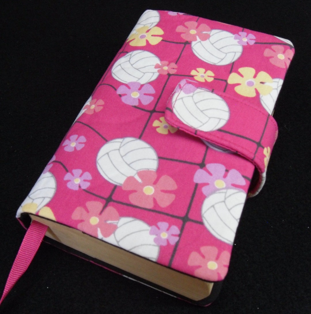 Paperback Book Cover Pink Volleyball Fabric Book Cover With Hook & Loop ...