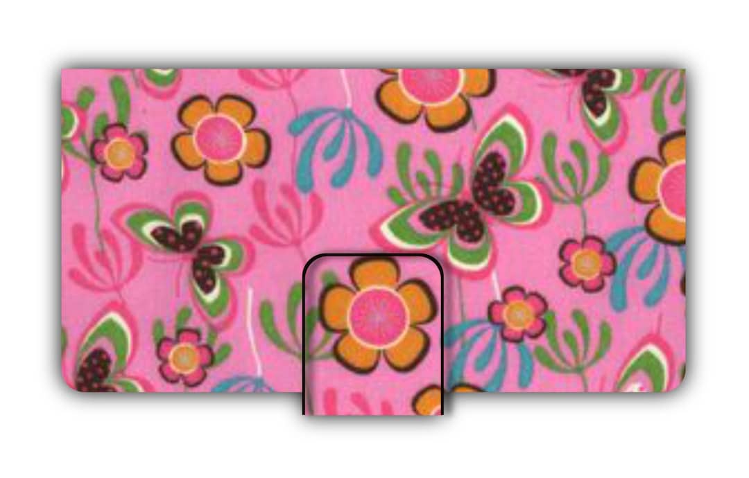 Checkbook Cover Butterflies and Flowers on Pink Fabric - Use for Checks ...