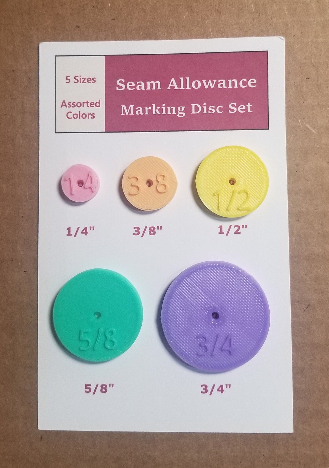 Pastel Multi Color Seam Allowance Disc Set 5 Sizes Included - Etsy