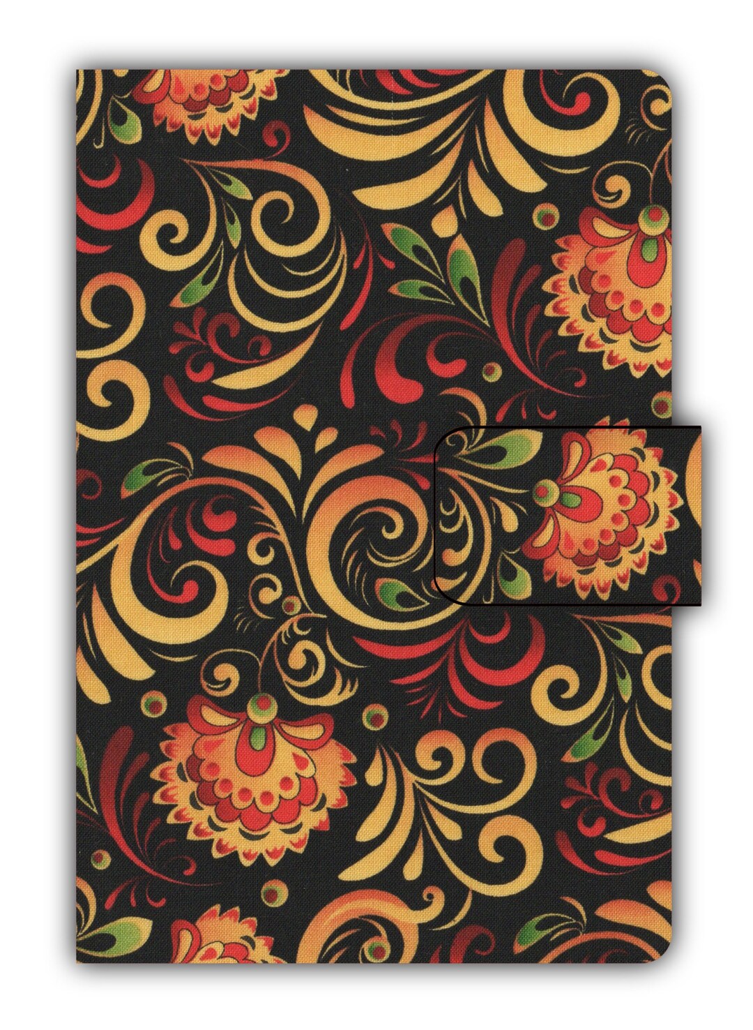 Paperback Book Cover Red and Gold Floral Swirls Fabric Book Cover With ...