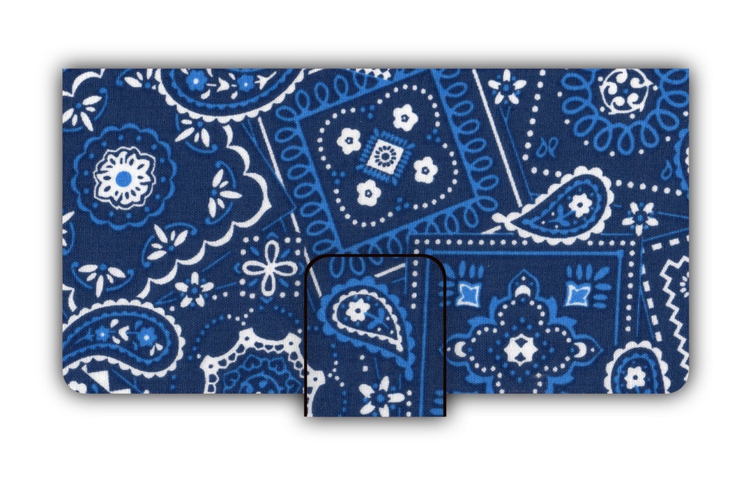 Checkbook Cover Blue Bandana Fabric - Use for Checks, Currency, Coupons ...
