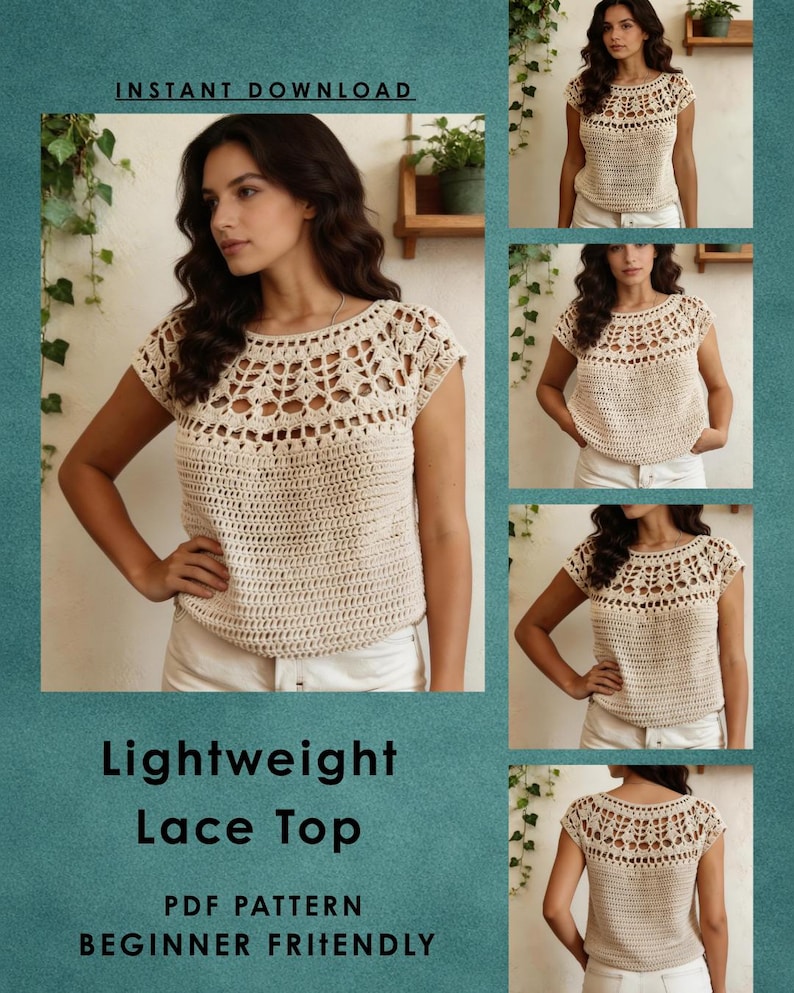 Crochet Top Pattern PDF, Summer Crochet Shirt Pattern, Boho Crochet ...