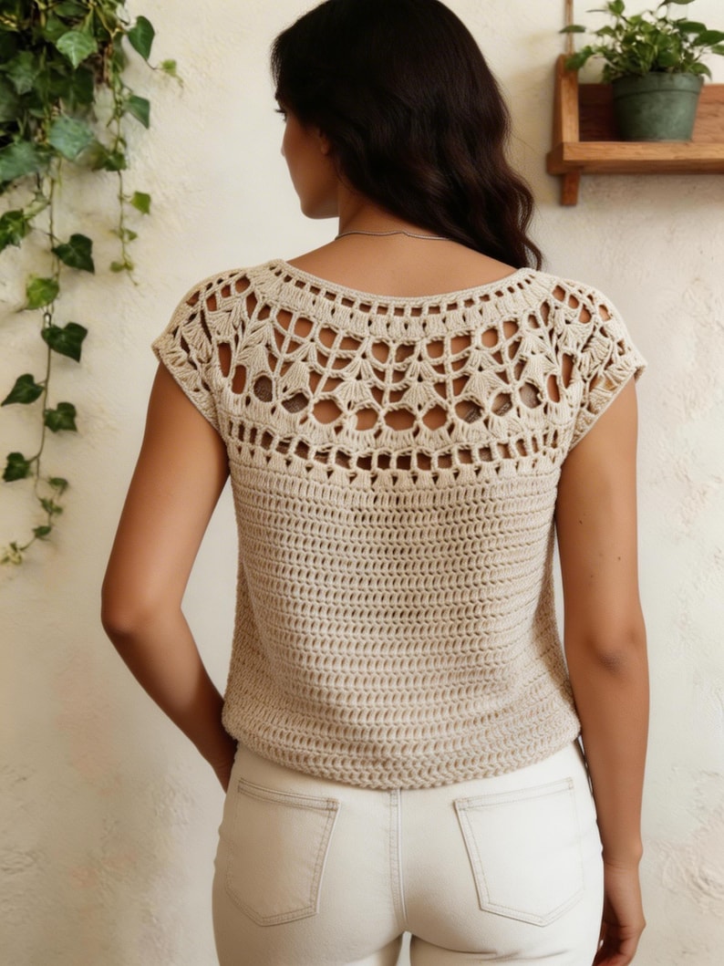 Crochet Top Pattern PDF, Summer Crochet Shirt Pattern, Boho Crochet ...
