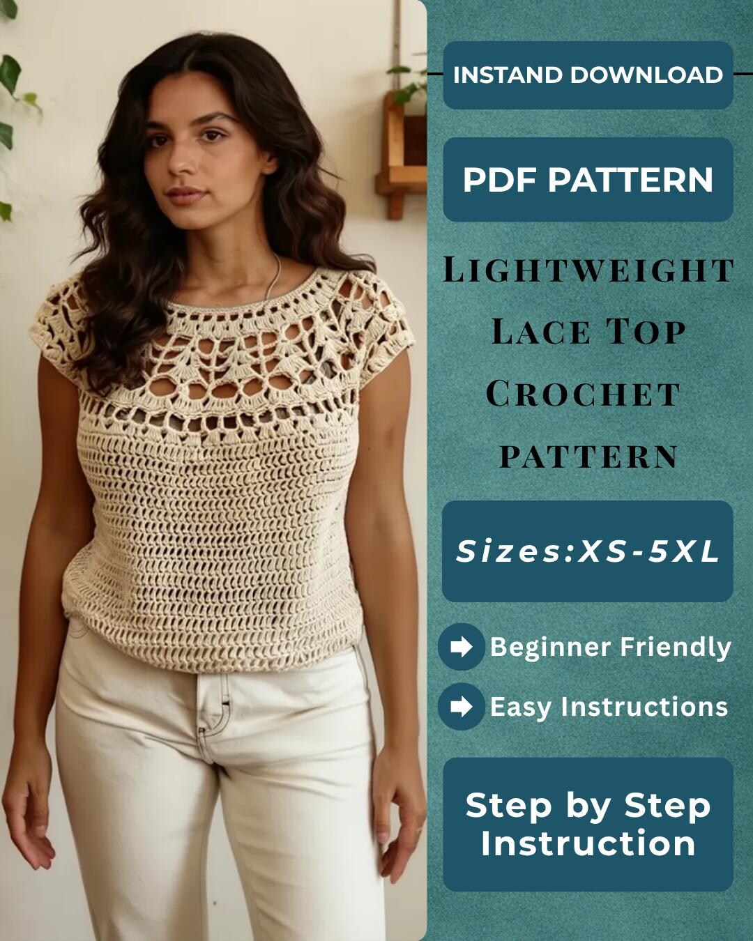 Crochet Top Pattern PDF, Summer Crochet Shirt Pattern, Boho Crochet ...