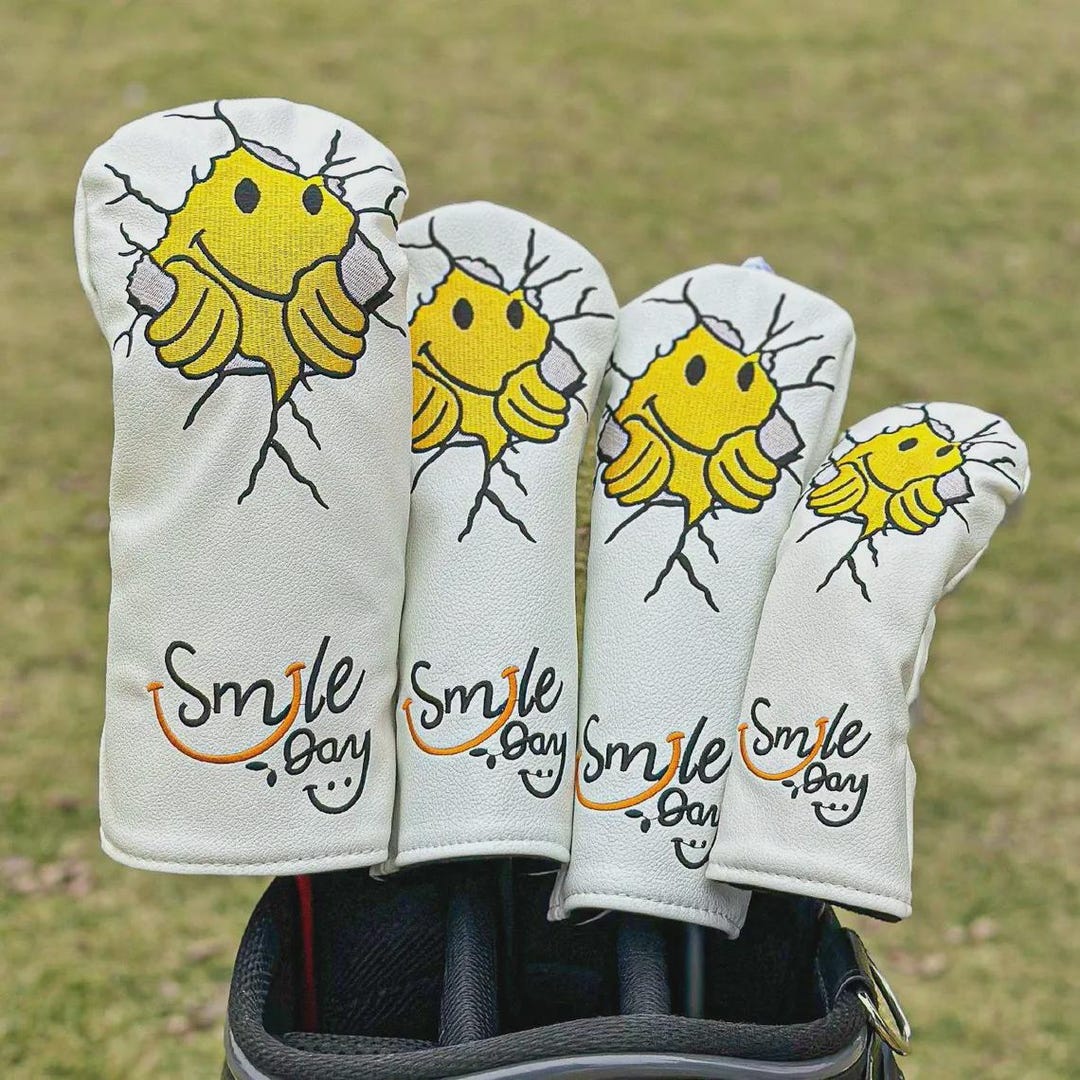 Golf Club Cover With Smiley Face Embroidery, Sizes 1/3/5/UT, Full ...