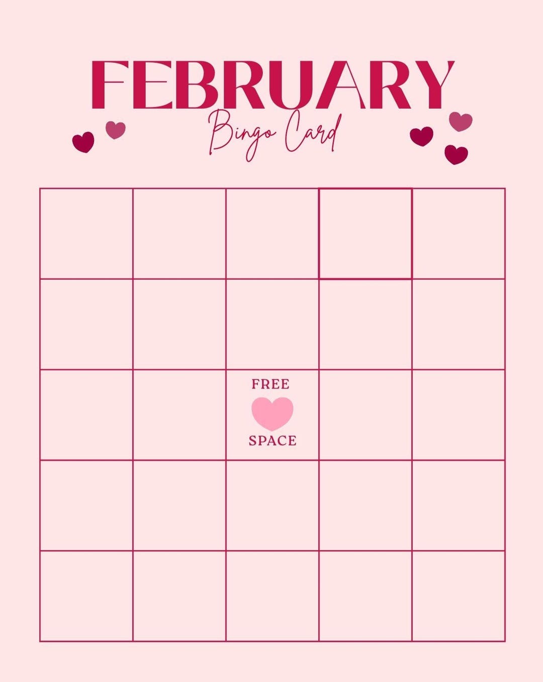 FEBRUARY Bingo Card - Printable PDF and JPG, Valentines Theme - Etsy