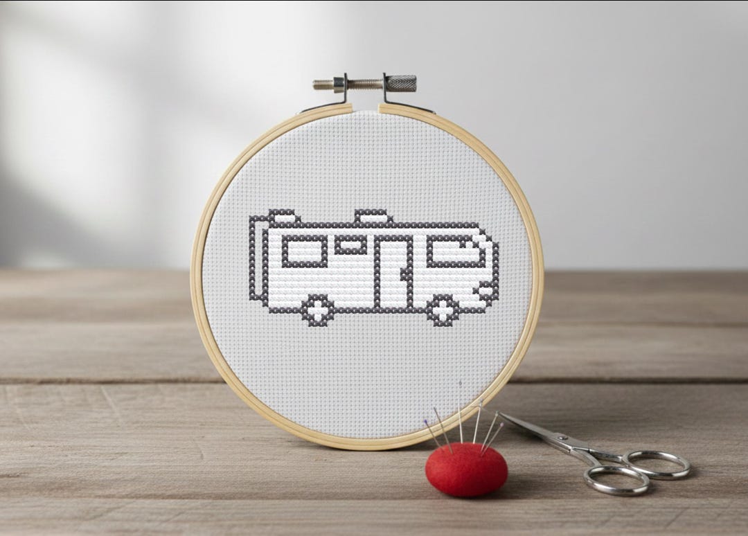 Motorhome RV Cross Stitch Pattern | Modern Travel Trailer Embroidery ...