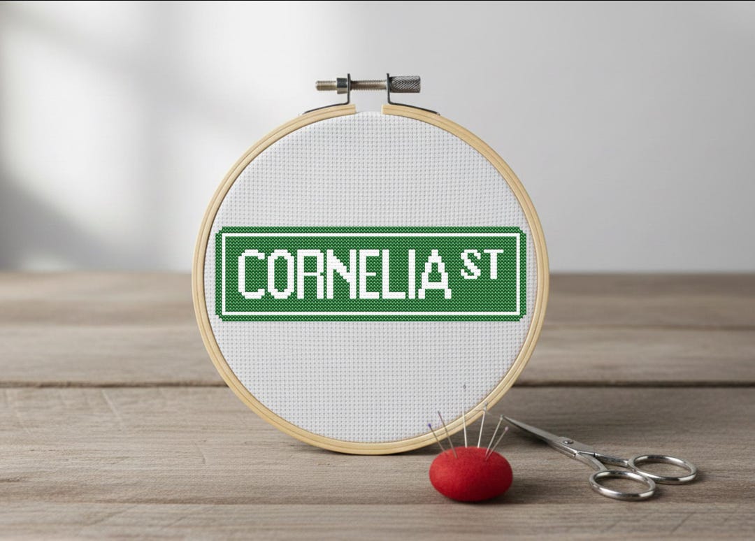 Cornelia Street Sign Cross Stitch Pattern – Street Sign Embroidery ...