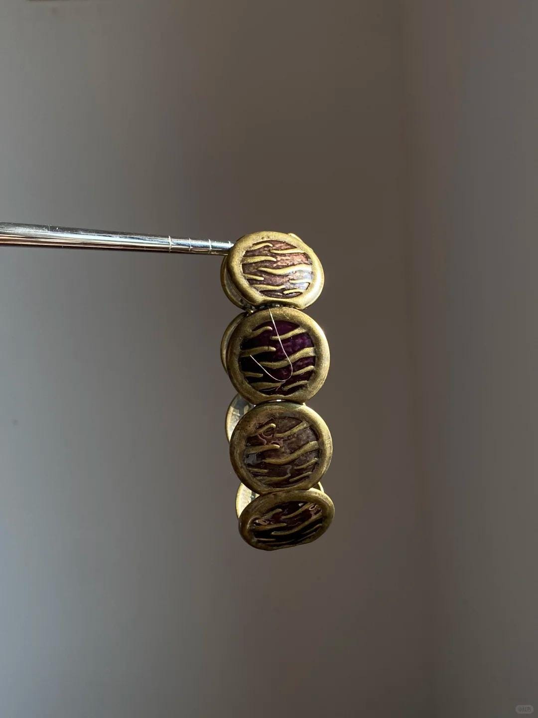 Gold Tone Tiger Print Disc Bracelet, Retro Statement Jewelry - Etsy