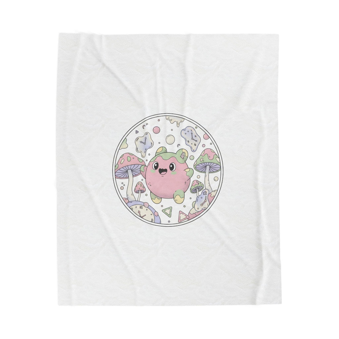Micro-surreal Pink Critter Mushroom Art Velveteen Blanket | Weirdcore ...