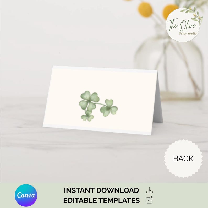St. Patrick's Day Table Tents | Watercolor Shamrock Place Cards ...