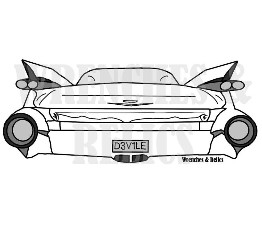 1959 Cadillac Coupe De Ville Poster Black & White - Downloadable A4 ...