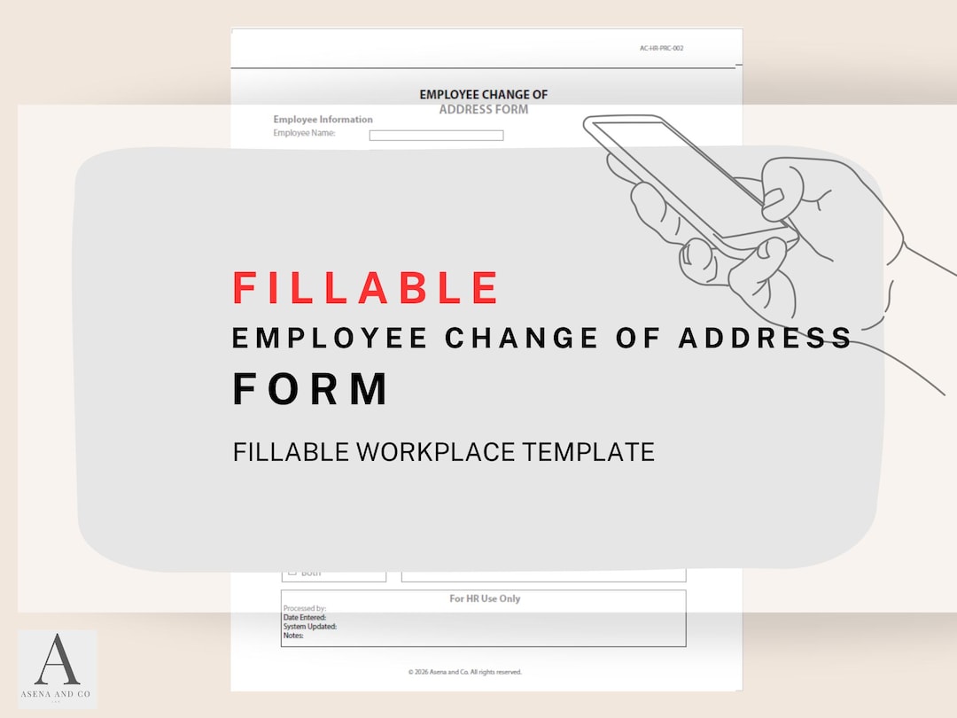 Employee Change of Address Form | Fillable HR Workplace Template PDF - Etsy