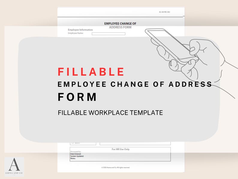 Employee Change of Address Form | Fillable HR Workplace Template PDF - Etsy