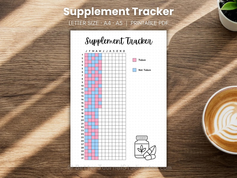 Supplement Tracker | Printable Bullet Journal Page for Vitamins ...