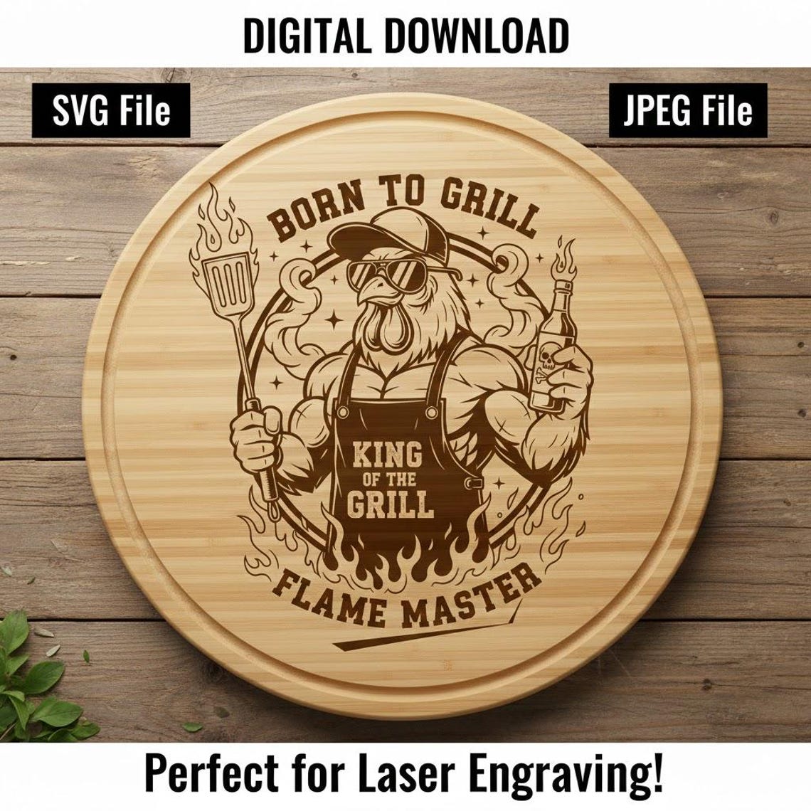Born to Grill SVG for Laser Engraving - King of the Grill Rooster ...