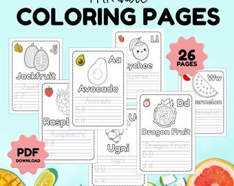 Fruit Alphabet Coloring & Tracing Book (A–Z) - Etsy