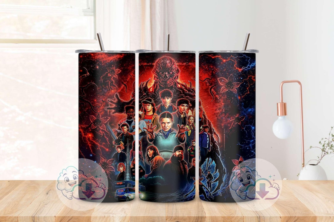 Stranger-style Things Vibes 20oz Skinny Tumbler Wrap PNG | 80s Sci-fi ...
