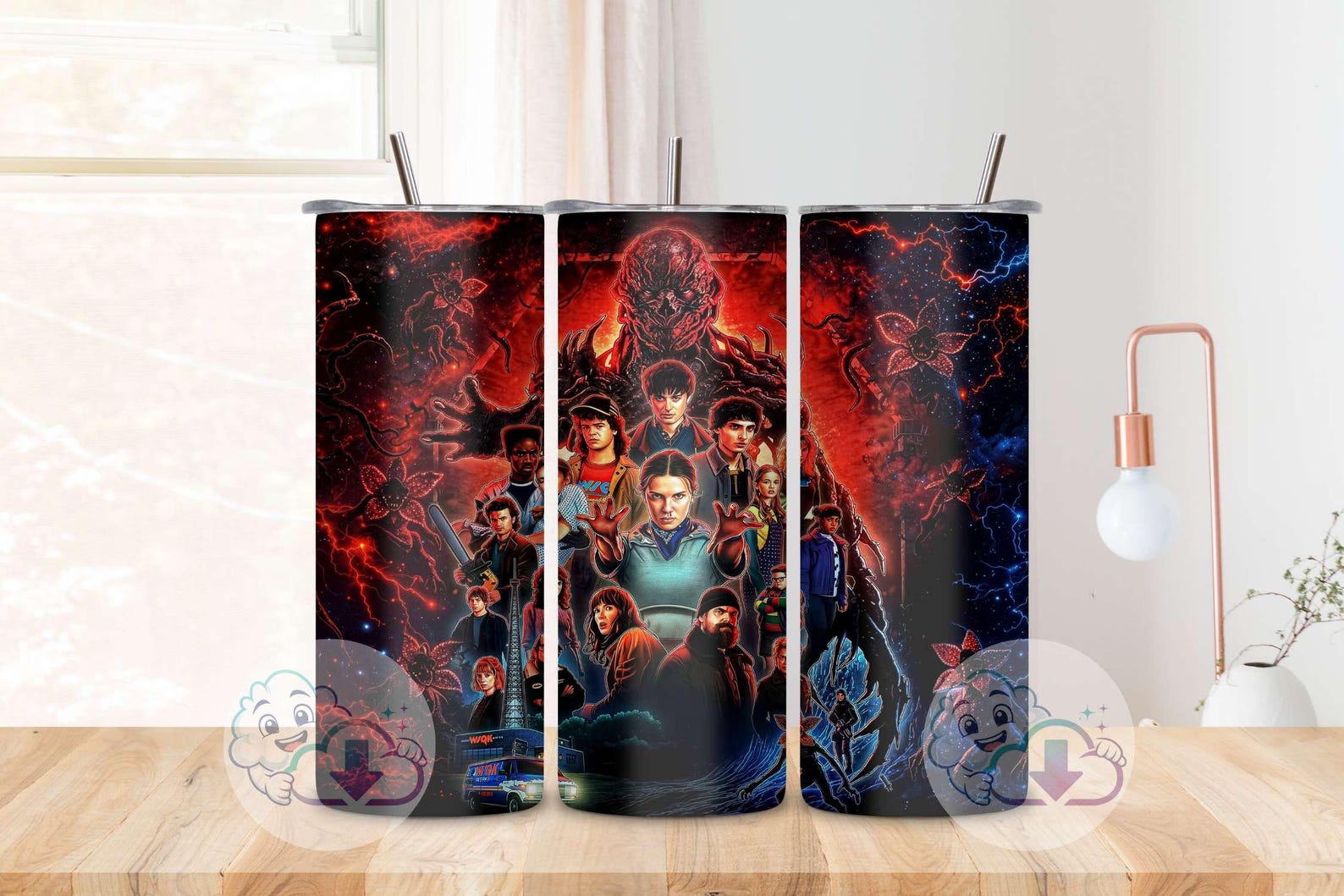 Stranger-style Things Vibes 20oz Skinny Tumbler Wrap PNG | 80s Sci-fi ...