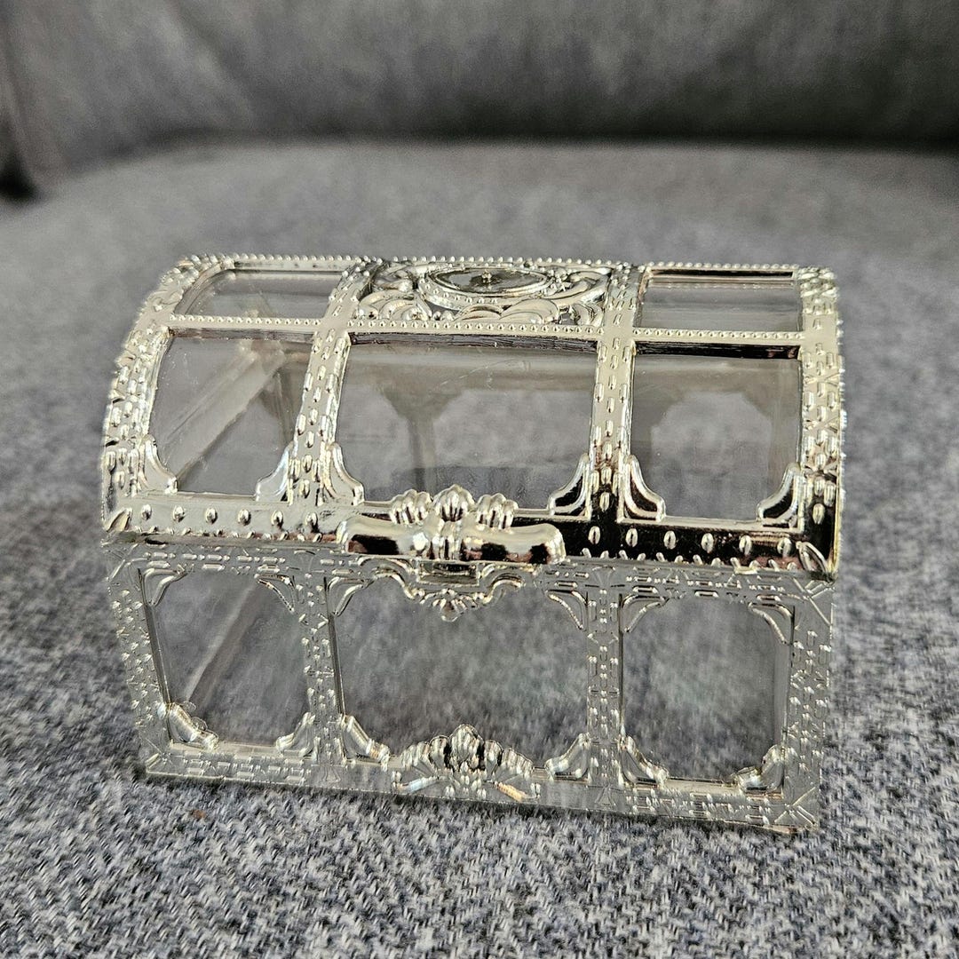 Silver Treasure Chest Box - Etsy