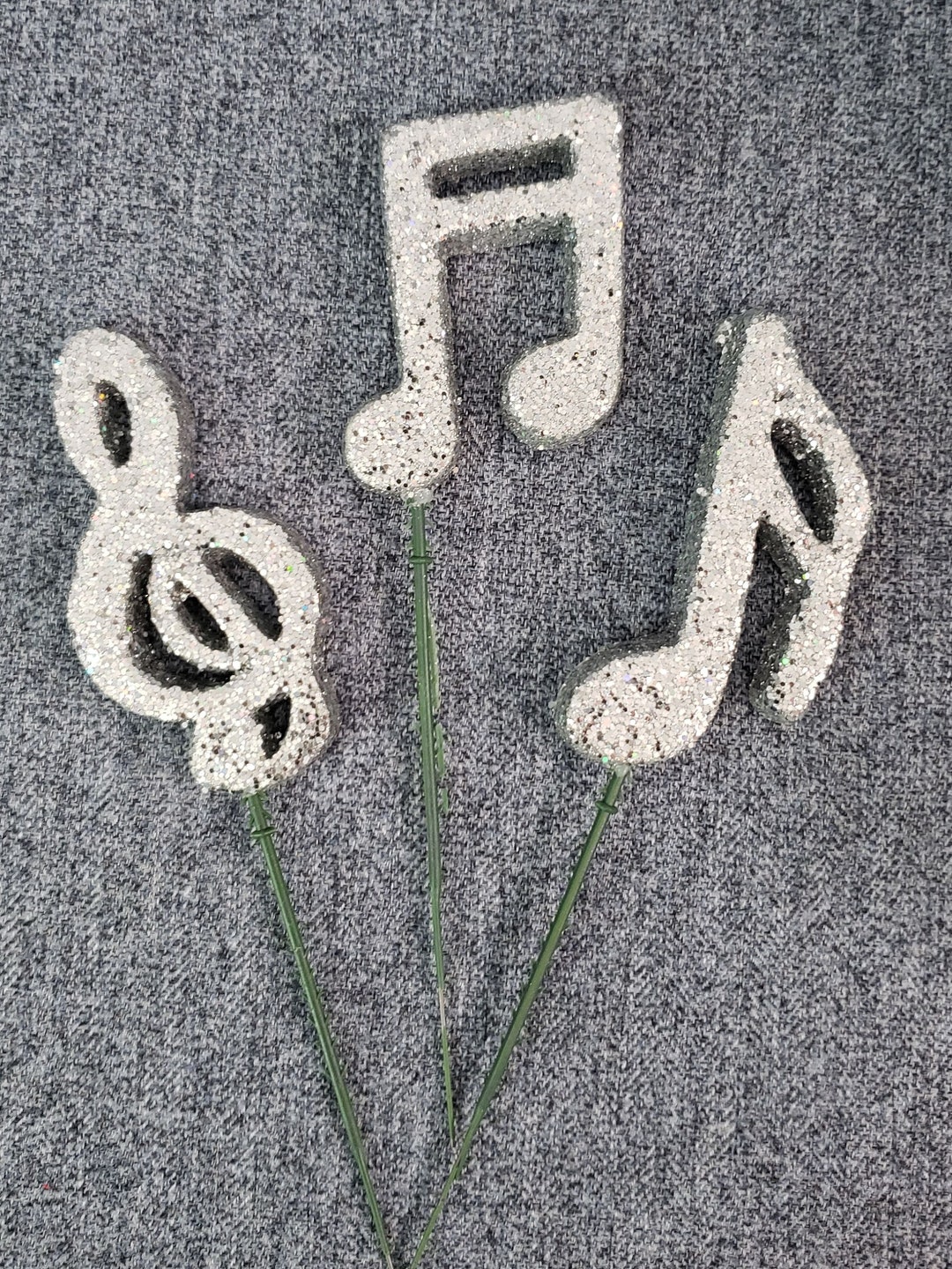 Silver Glitter Music Note Picks Set of 3 - Etsy