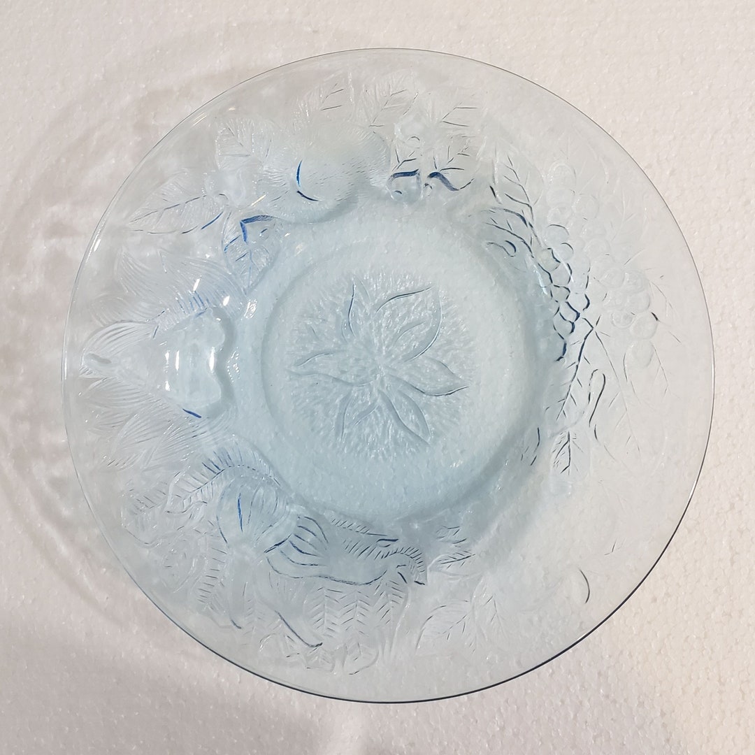 Clear Blue Glass Plate - Etsy