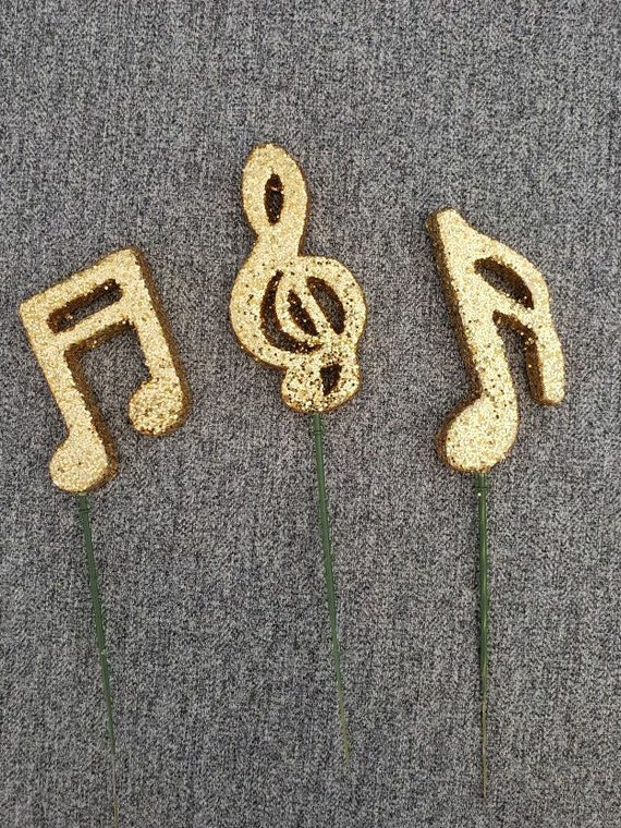 Gold Glitter Music Note Pick by Dazzle & Lace | Catch My Party