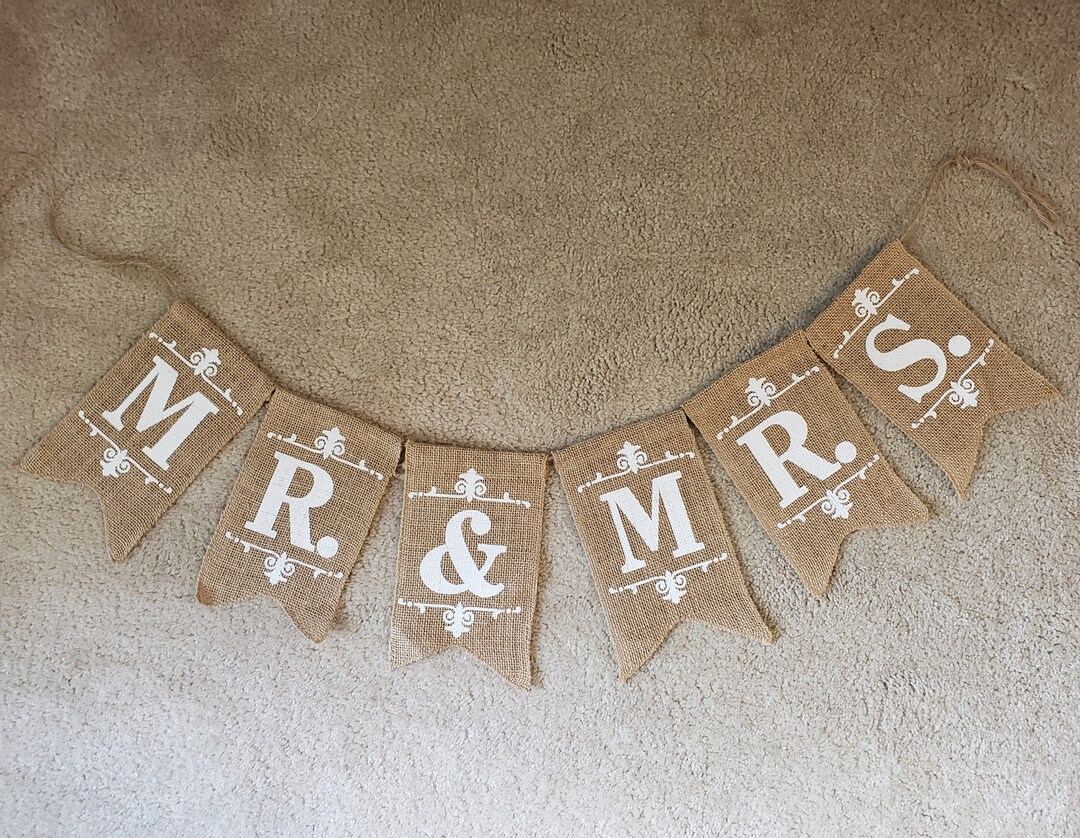 MR. & MRS. Burlap Banner - Rustic Wedding Decoration - Etsy