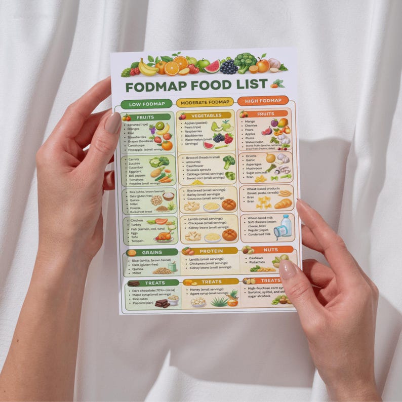 Low Fodmap Food Chart for IBS, Gluten-free Grocery List PDF, Printable ...
