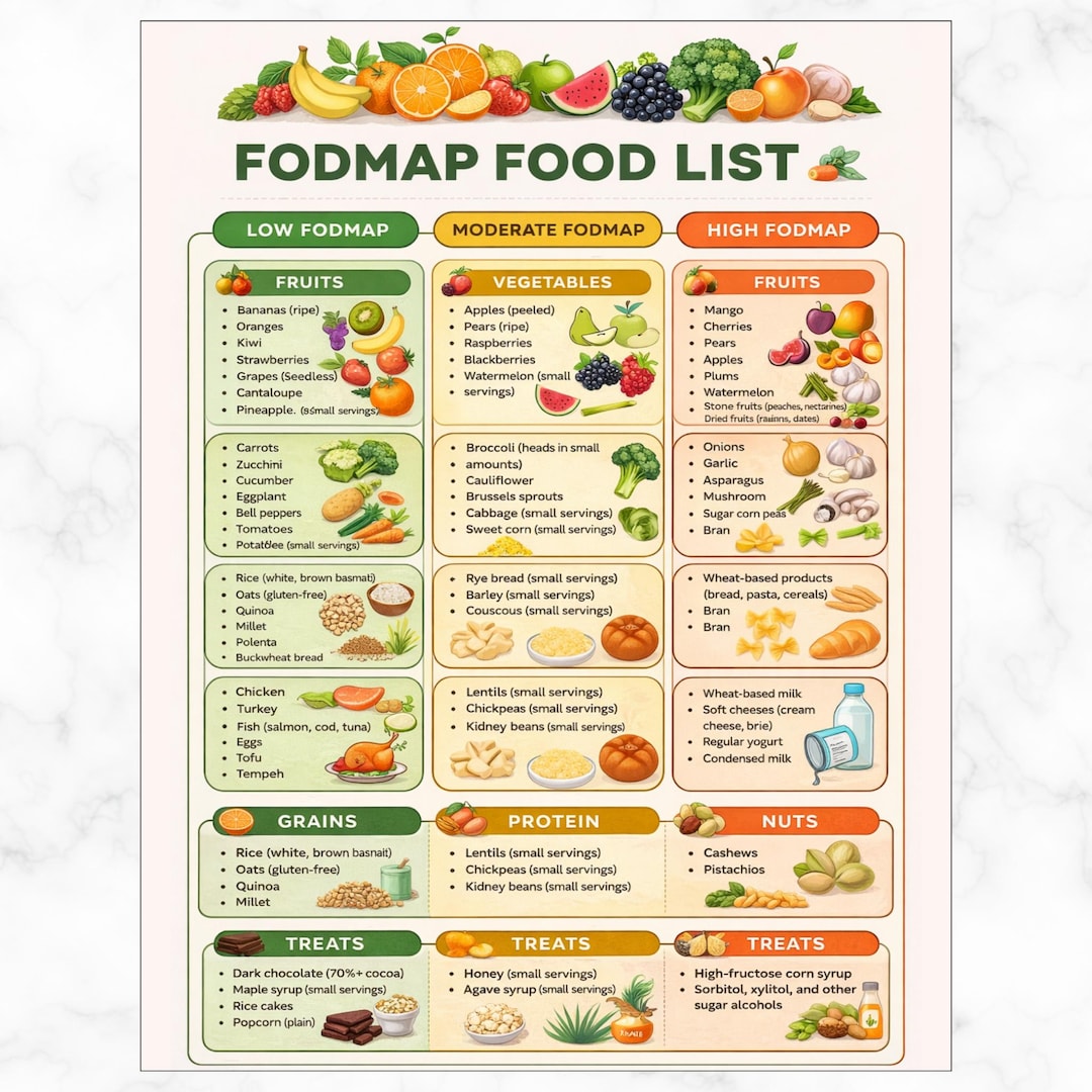 Tableau des aliments faibles en Fodmap pour le SCI, liste de courses ...