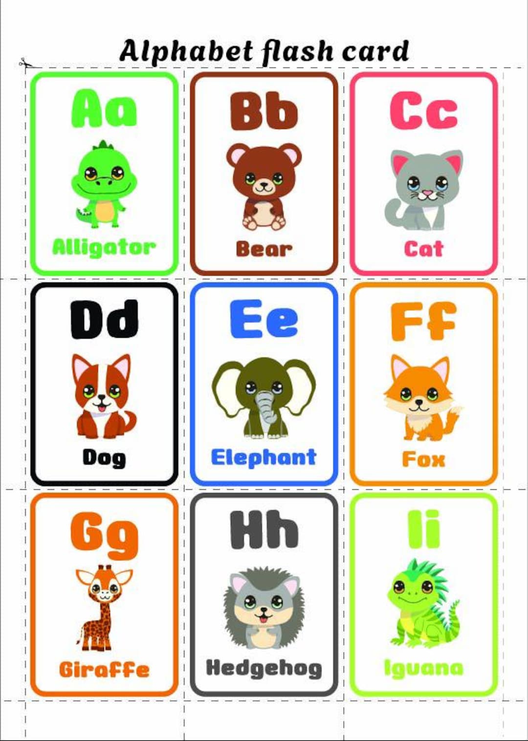 26ABC Educational Flash Cards,26 ABC Poster,26 Printable Learning A-Z ...