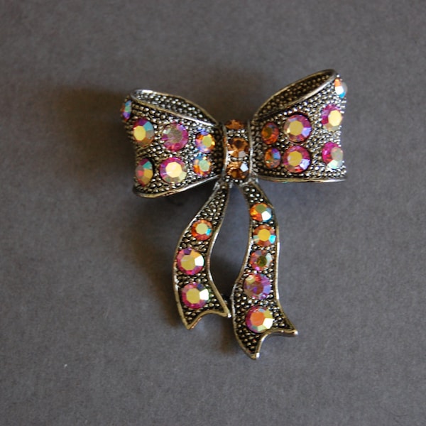 Rhinestone Bow Pin - Etsy