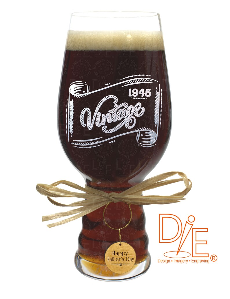 IPA Crystal Beer Glass with Vintage Banner and Customized with | Etsy