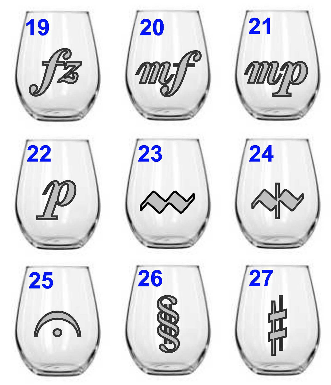 Music Notes Wine Glasses Set of 2 With Choice of Glass and - Etsy