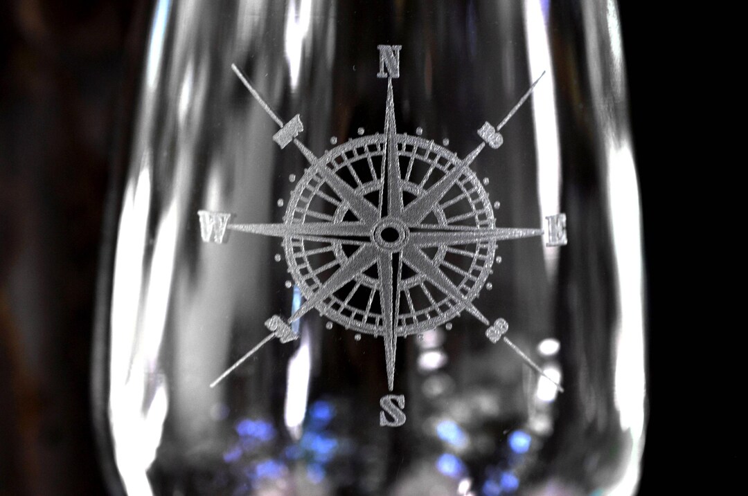 Compass Rose Wine Glass Personalized - Etsy