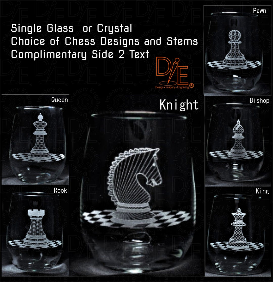 Chess Piece Wine Glass Offered in Choice of Six Designs Personalized ...