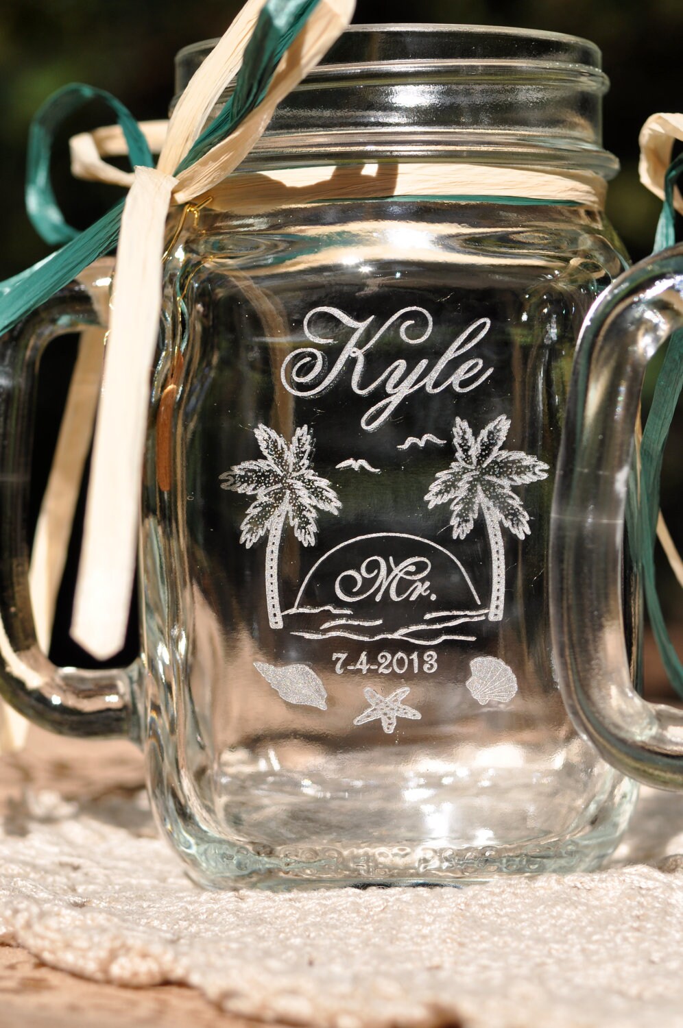 Palm Tree Tropical Beach Wedding Mason Jar Set by Design Imagery ...