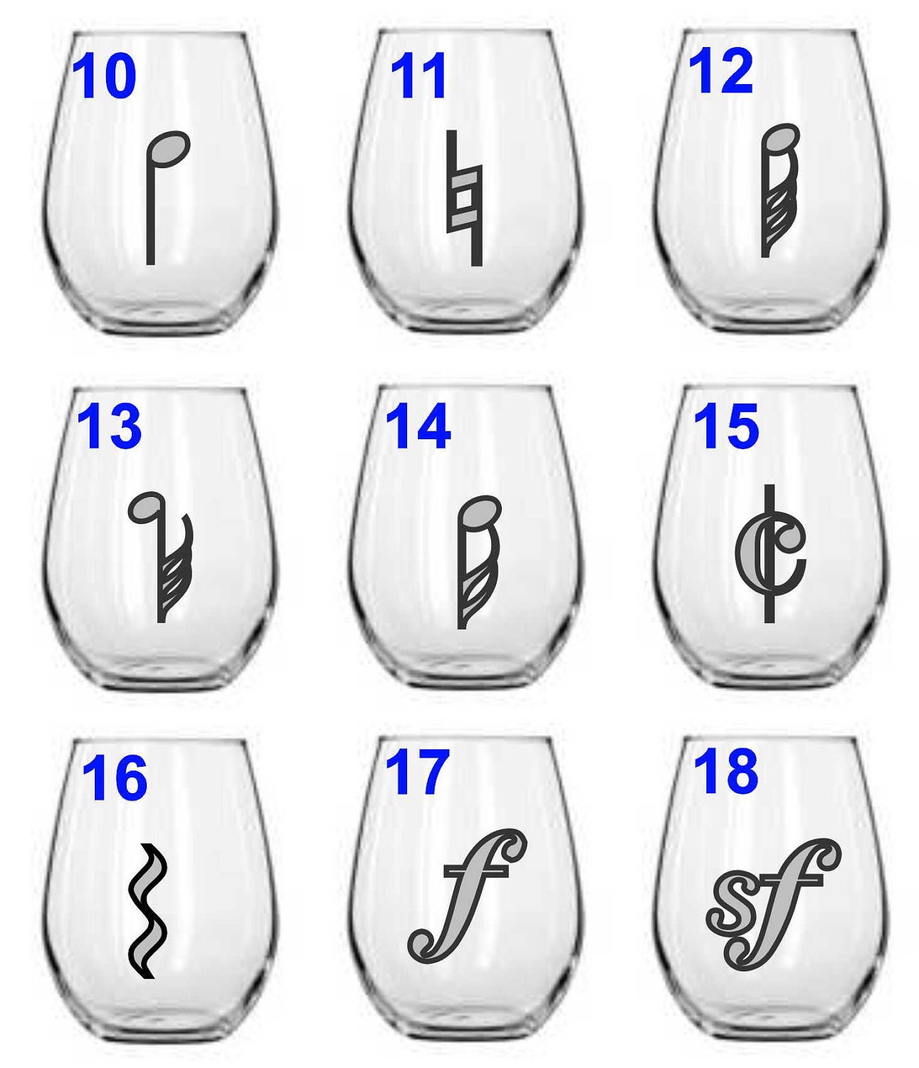 Music Notes Wine Glasses Set of 2 With Choice of Glass and - Etsy