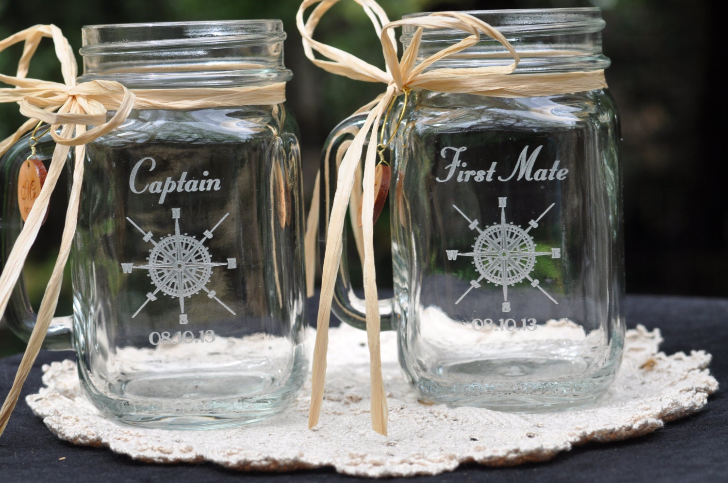 Compass Rose Mason Jars for Captain and First Mate - Etsy