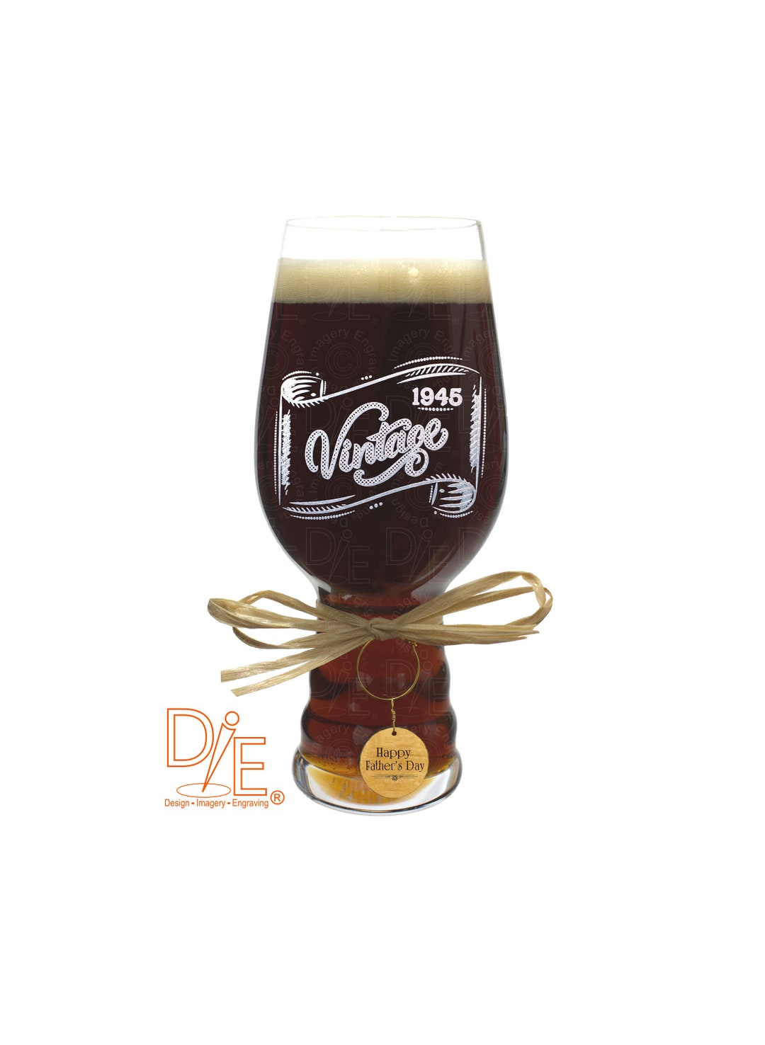 IPA Crystal Beer Glass With Vintage Banner and Customized With a Date ...