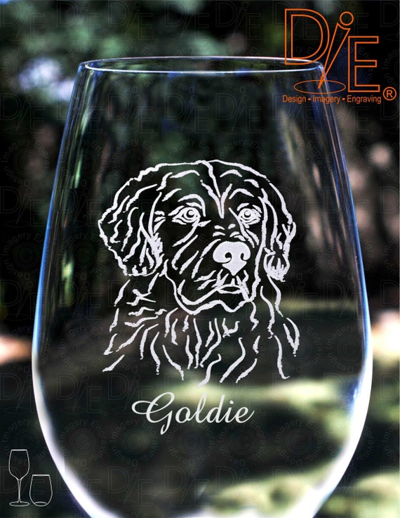 Golden Retriever Wine Glass With Complimentary Personalization | Etsy