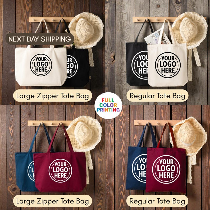 Custom Bulk Logo Tote Bags, Personalized Business Logo Canvas Bags ...